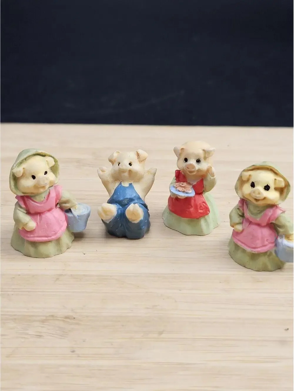 Other | Vintage Mini Resin Pig Figurines Tiny Anthropomorphic Pig Set ...